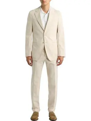 BOSS Huge Linen And Cotton Suit - Open Beige