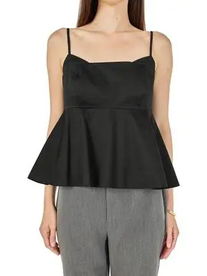 Endless Rose Peplum Camisole With Square Neckline - Black