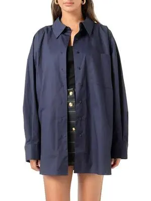 English Factory Oversize Button-up Shirt - Navy