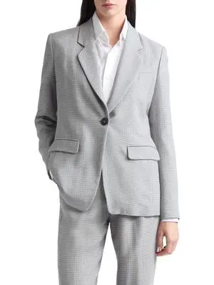Emporio Armani Structured Single-button Blazer With Peak Lapels - Ecru/black