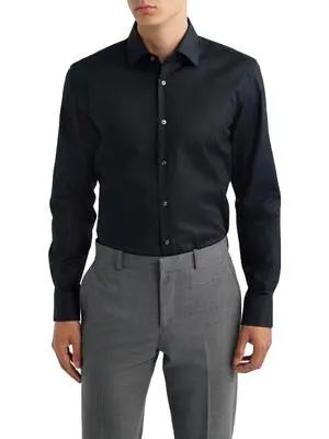 BOSS Hank Slim Fit Stretch Cotton Dress Shirt - Black