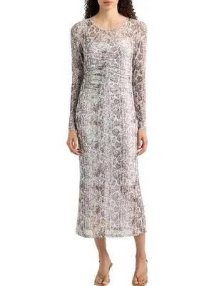 Sam Edelman Snakeskin Print Long Sleeve Maxi Dress - Grey