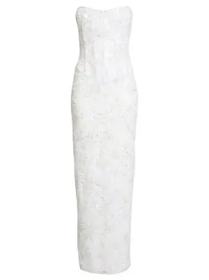 House Of Cb Anisa Beaded Sleeveless Gown - White