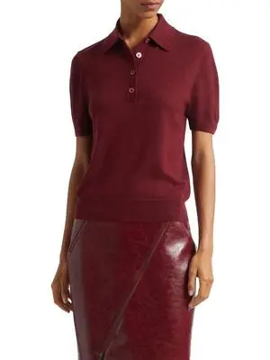 TOCCIN Rue" Wool Short Sleeve Polo - Oxblood