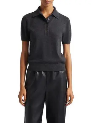 TOCCIN Rue" Wool Short Sleeve Polo - Shadow