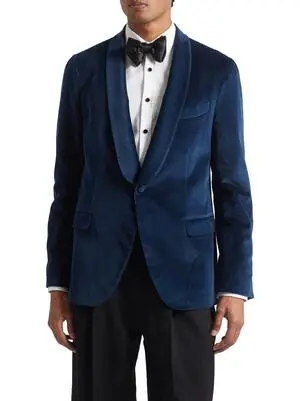 Boglioli Velvet Shawl Collar Jacket - Navy