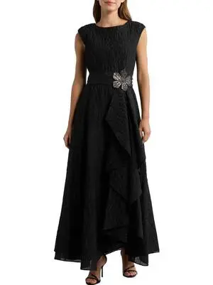 TAHARI ASL Crinkle Taffeta Gown - Black