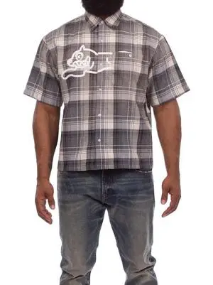 ICECREAM Snow Cone Plaid Short Sleeve Button-up Shirt - Black