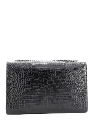 Saint Laurent Classic Monogram Tassel Crocodile Embossed Leather Medium Crossbody Bag - Black