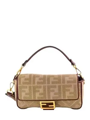 Fendi Baguette Nm Bag Zucca Embroidered Canvas Medium Shoulder Bag - Brown