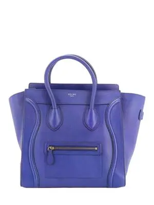 Celine Luggage Bag Grainy Leather Mini Tote Bag - Blue