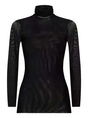 BLANCA VITA Turtleneck Sheer-finish Long-sleeve Top