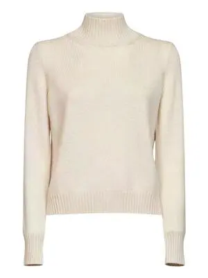 BLANCA VITA Ribbed Mock Neck Sweater - Neutrals
