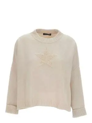 Lorena Antoniazzi Star Intarsia Crew Neck Sweater - Neutrals