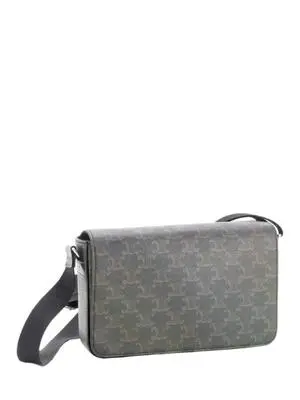 Celine Triomphe Coated Canvas Medium Messenger Bag - Black
