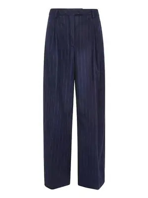 THELATEST Night Wool Pinstripe Wide-leg Trousers - Blue