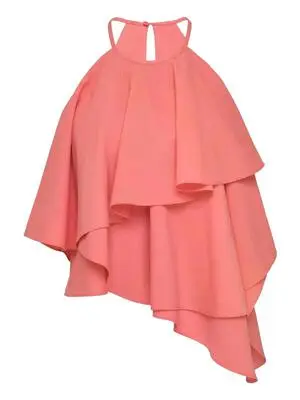 CLUB21 Tiered Asymmetric Halter Top - Pink