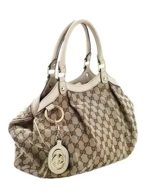 Gucci Sukey Gg Canvas Leather Medium Tote Bag - Neutrals