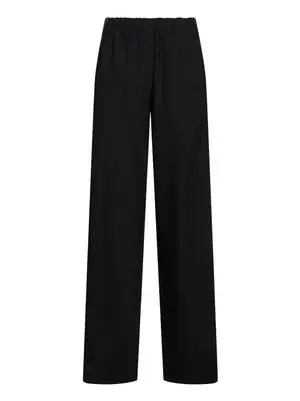 BLANCA VITA Wide Leg Trousers With Satin Trim - Black