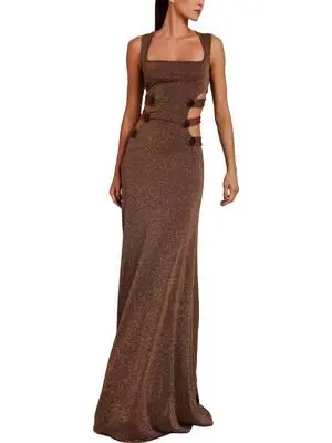 AZULU Ginebra Cut-out Button-embellished Gown