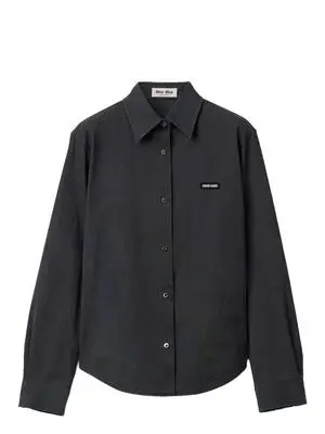 Miu Miu Stretch Poplin Shirt With Washed Treatment - Black