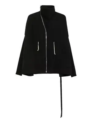 Rick Owens Asymmetric Zip Funnel Neck Sweatshirt - Black