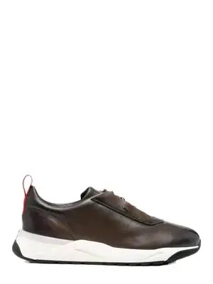 Santoni Santoni Perforated Detail Leather Sneakers Brown