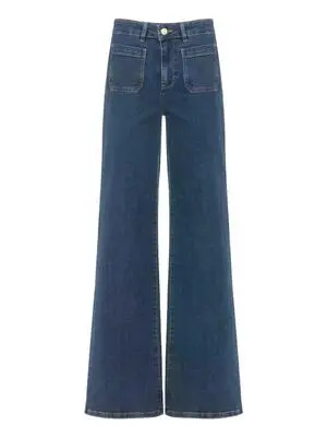 EMME Wide-leg Patch-pocket Jeans - Blue