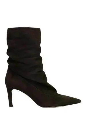 THE SELLER Pointed Toe Suede Ankle Boots With Stiletto Heel - Brown