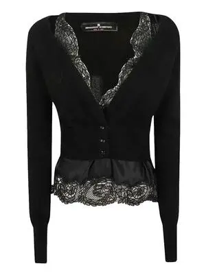 Ermanno Scervino Lace-trim Layered Cardigan - Black