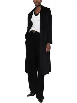 Max Mara Loriana Long-sleeve Belted Coat - Black