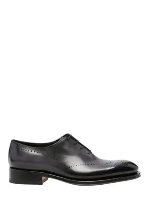 SANTONI Santoni Perforated Detail Leather Oxford Shoes