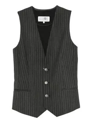 MAISON MARGIELA Pinstripe Sleeveless Waistcoat - Grey