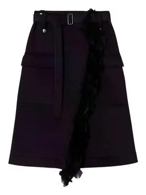 Plan C Plan C Feather-Trim Wrap Skirt Black