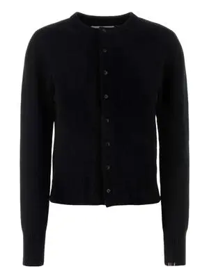 Extreme Cashmere Crew Neck Button-up Cardigan - Black