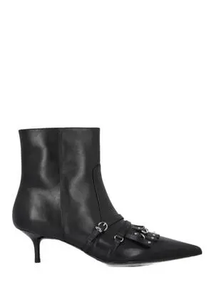 Pinko Fringe Detail Buckled Ankle Boots - Black