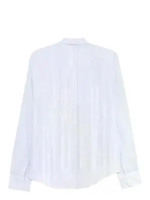 DANIELE ALESSANDRINI Vertical-stripe Shawl-collar Shirt - Blue