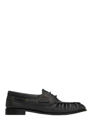Saint Laurent Les Loafers Bateau In Smooth Leather - Black