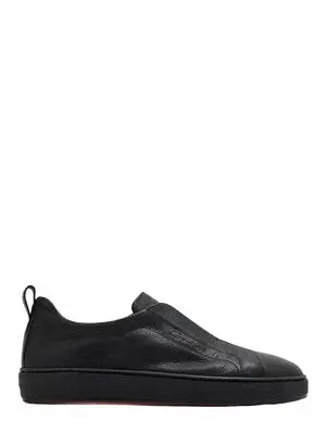 Santoni Santoni Grainy Leather Slip-On Sneakers Black