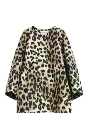 GIVENCHY Cocoon Coat In Leopard Jacquard With Scarf