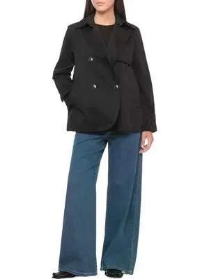 EMME Double-breasted Storm-flap Coat - Black