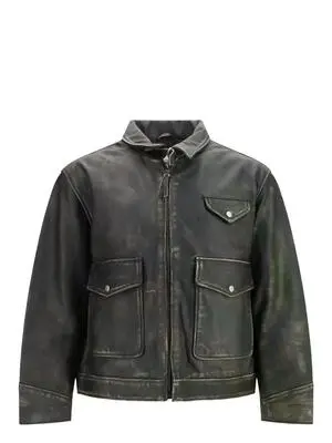 FOUND Distressed Leather Jacket - Black