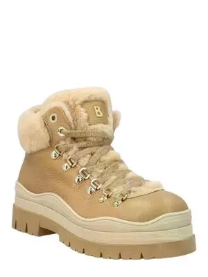 Bogner Shearling Trim Lace-up Ankle Boots - Neutrals