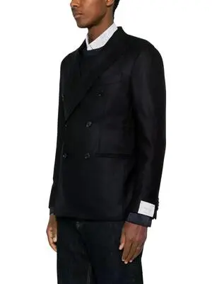 Caruso Double-breasted Peak-lapel Jacket - Blue