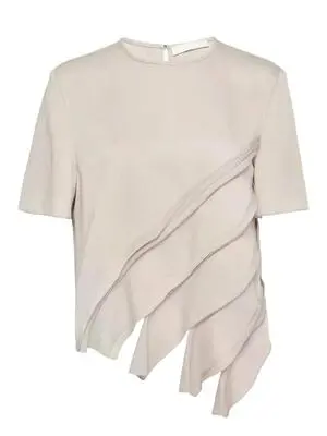 CLUB21 Tilly Ruffled Asymmetric Top - Neutrals