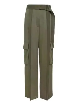 CLUB21 Belted Wide-leg Cargo Pants - Green