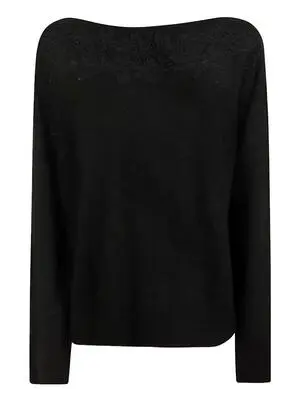 Ermanno Scervino Lace-trimmed Boat-neck Sweater - Black