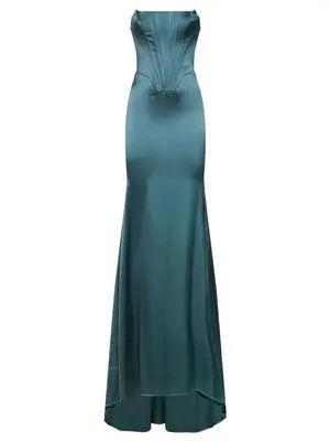 Giuseppe Di Morabito Strapless Bustier Asymmetric Gown - Blue