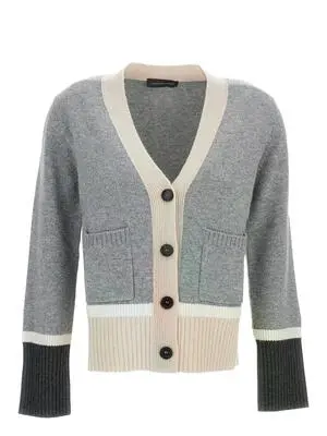 Lorena Antoniazzi Color-block V-neck Cardigan - Grey