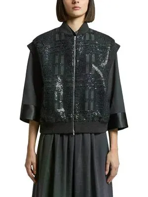 Peserico Sequin-embellished Sleeveless Jacket - Black